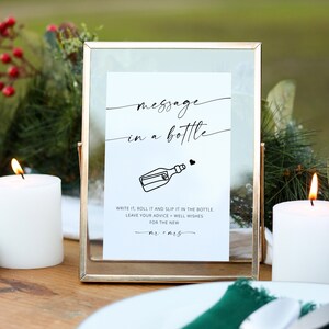 Message in A Bottle Sign Template, Minimalist Wedding Advice Sign ...