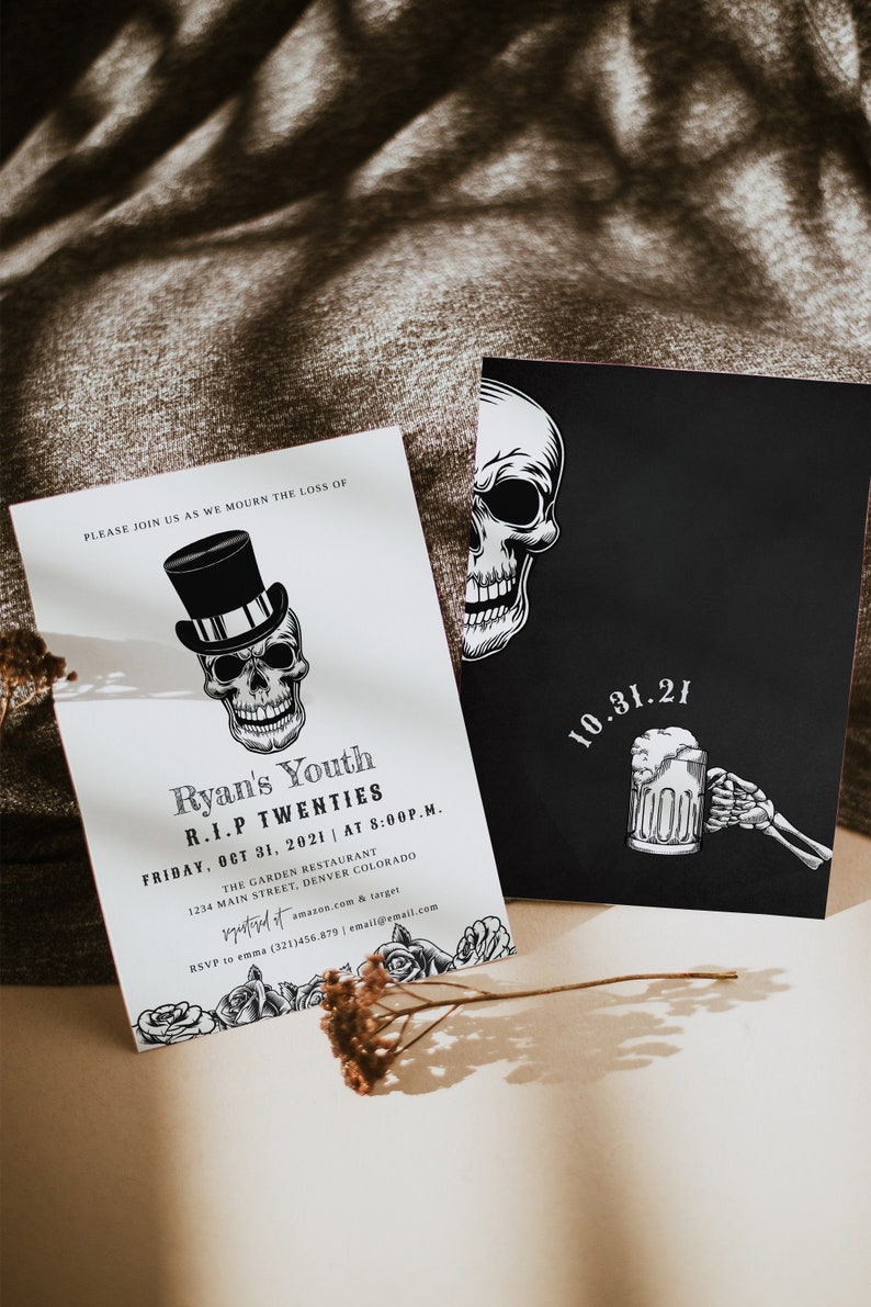 RIP Twenties Party Invitation Man Halloween Birthday - Etsy