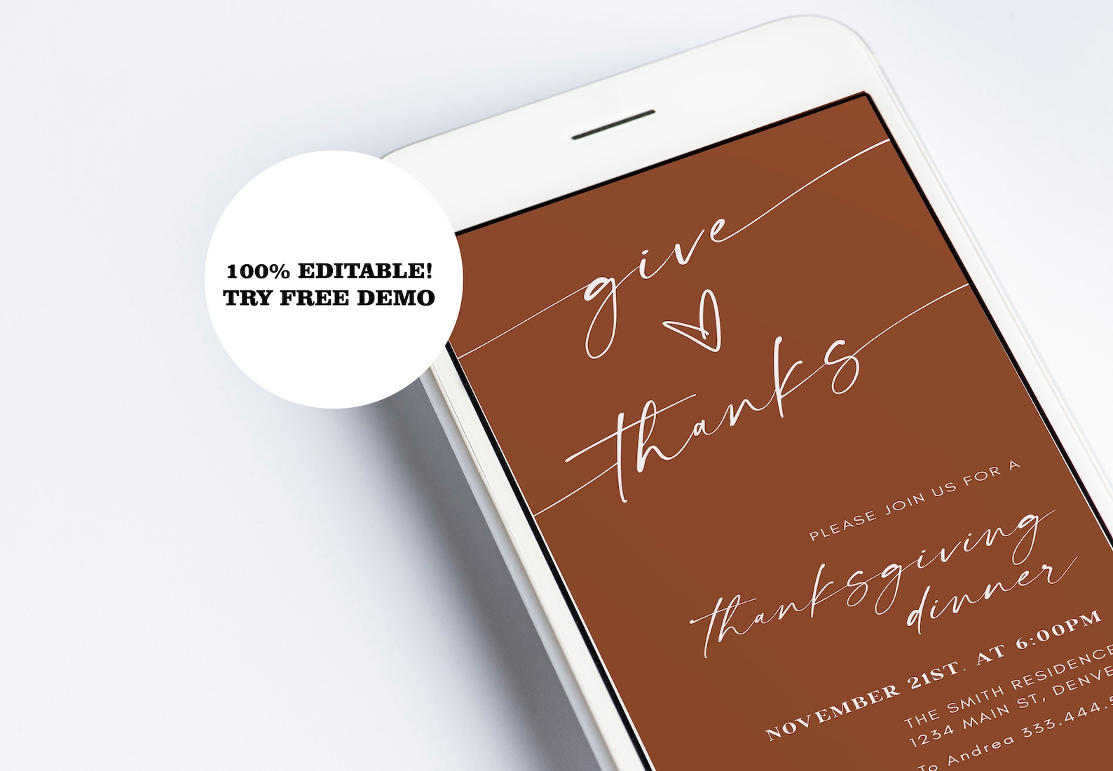 Boho Give Thanks Invite Template, Modern Thanksgiving Evite ...