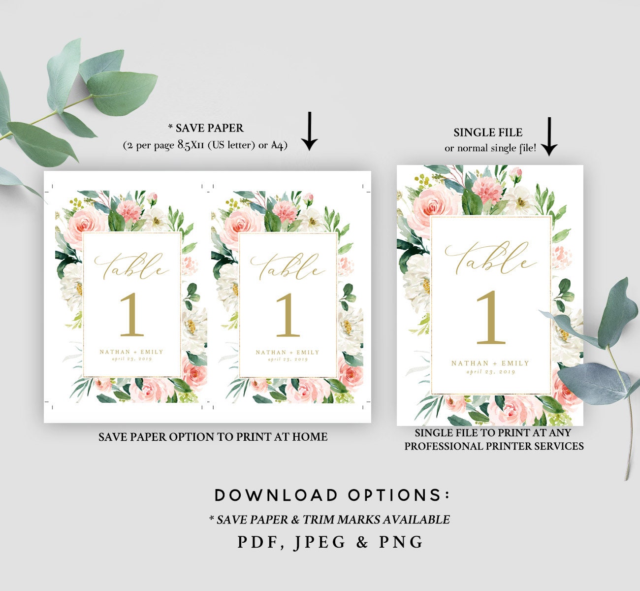 Table Number Template Pink Floral Wedding Table Number 100% - Etsy