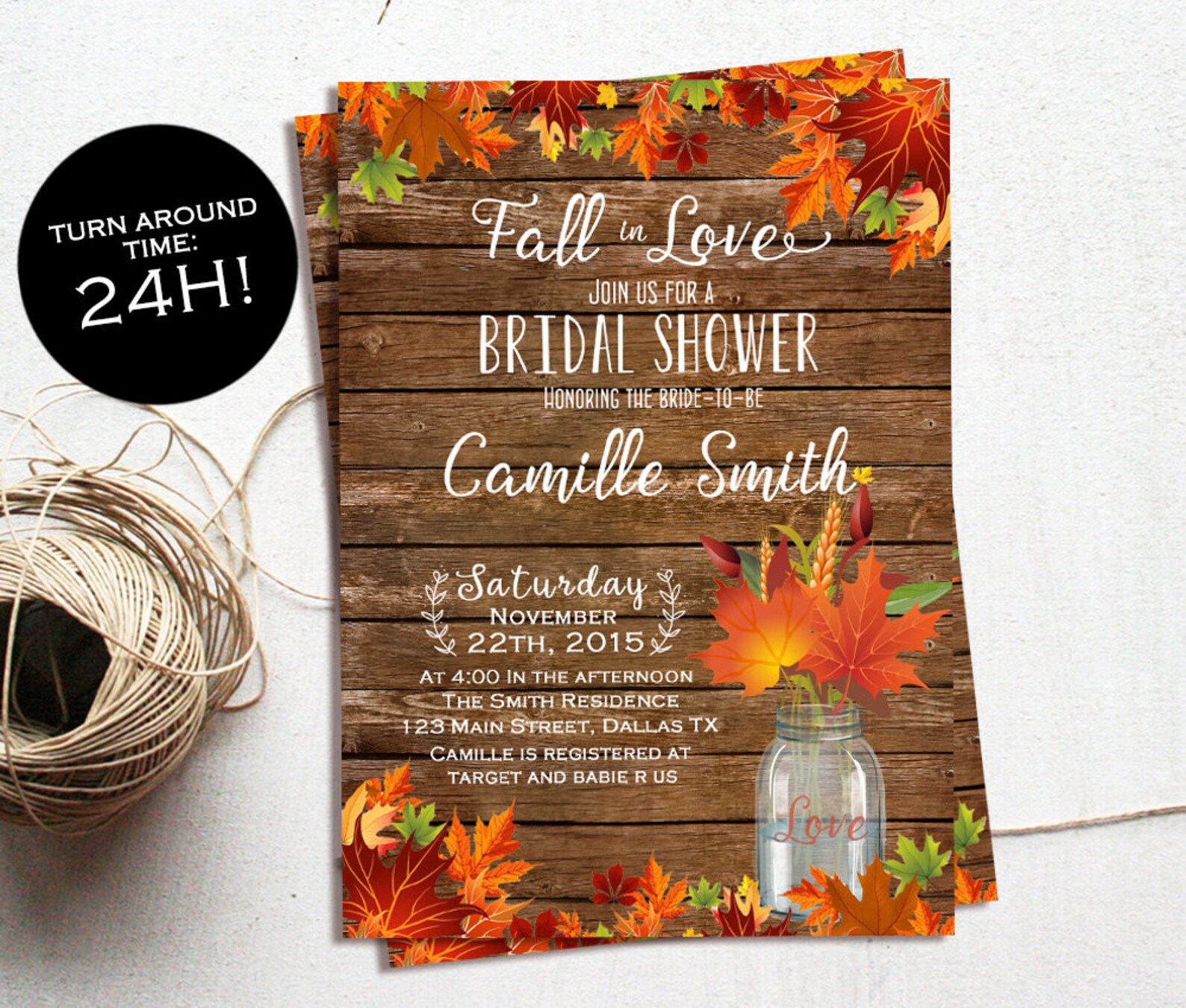 Autumn Bridal Shower Invitation Fall in Love Invitation Fall | Etsy