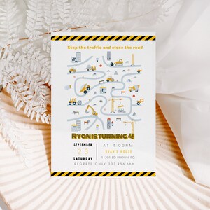 Construction Birthday Party Invitation Template, Editable Construction ...