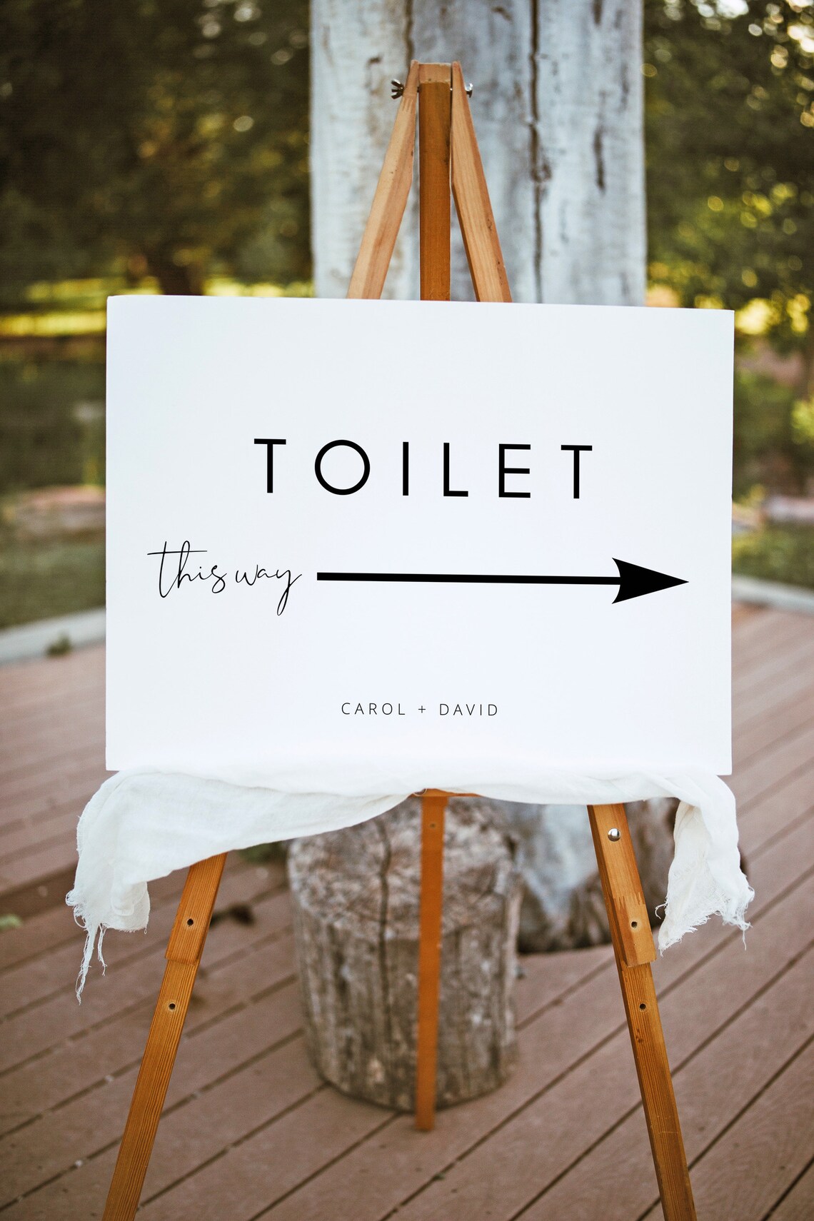 Toilet This Way Sign, Modern Minimalist Wedding Bathroom Signs, Wedding ...