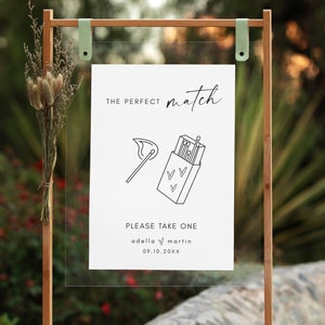 The Perfect Match, Matches Book Favor Sign, Wedding Matches Favor Sign ...
