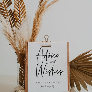 ELLIA | Advice and Wishes Wedding Sign, Modern Advice for the Bride and ...