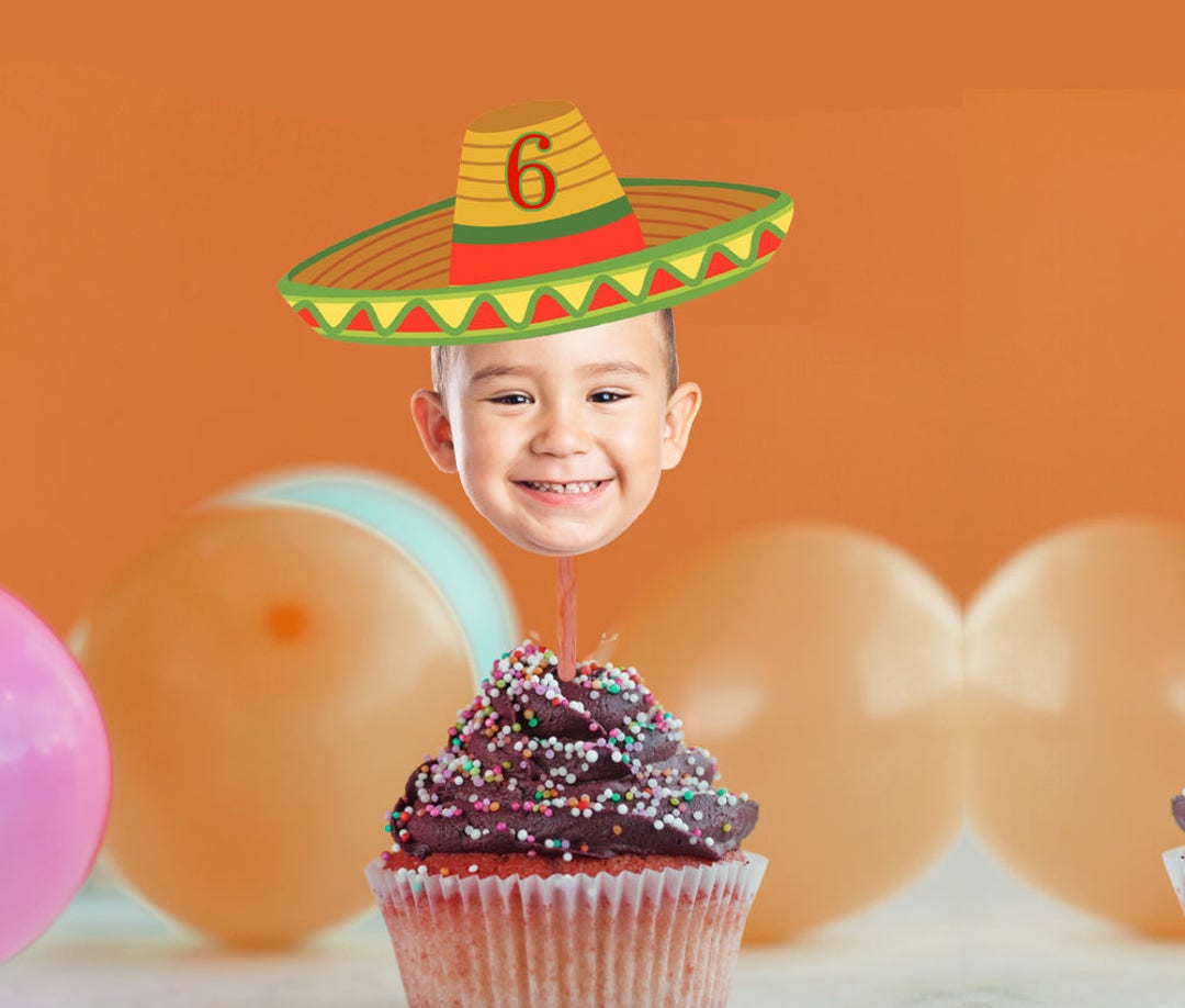 Sombrero Hat Fiesta Photo Cupcake Toppers, Birthday Fiesta Decor ...
