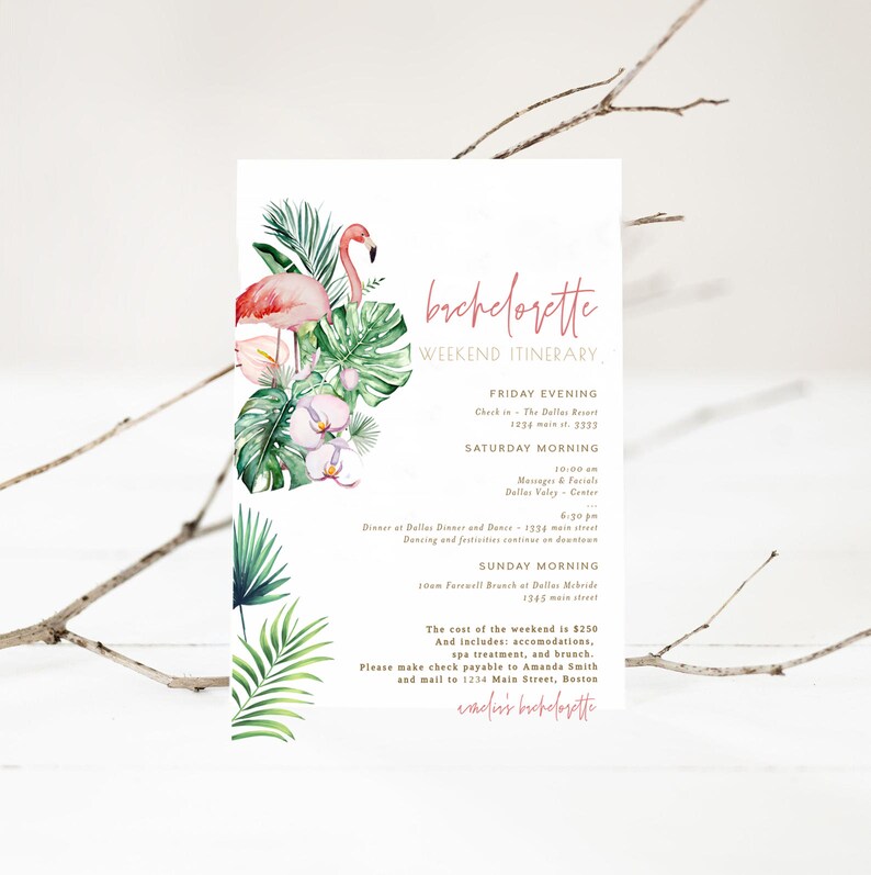 Flamingo Bachelorette Invitation Template Flamingle Etsy