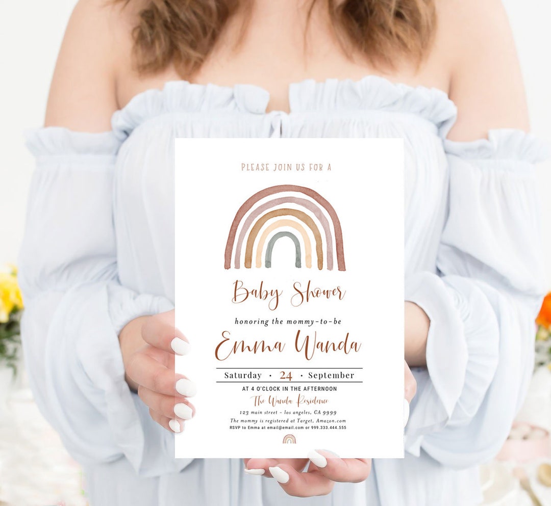 Rainbow Baby Shower Invitation, Rainbow Party Invitation, Gender ...