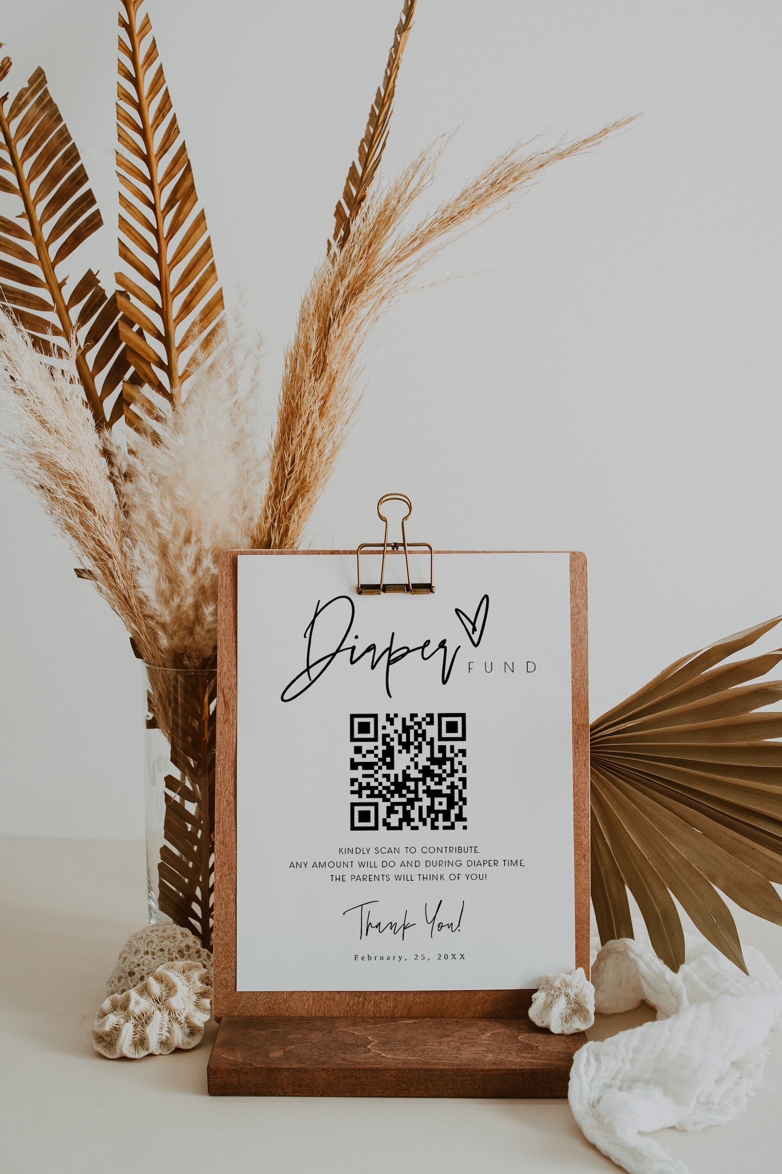 ELLIA Diaper Fund Sign Venmo Baby Shower Sign Minimalist - Etsy