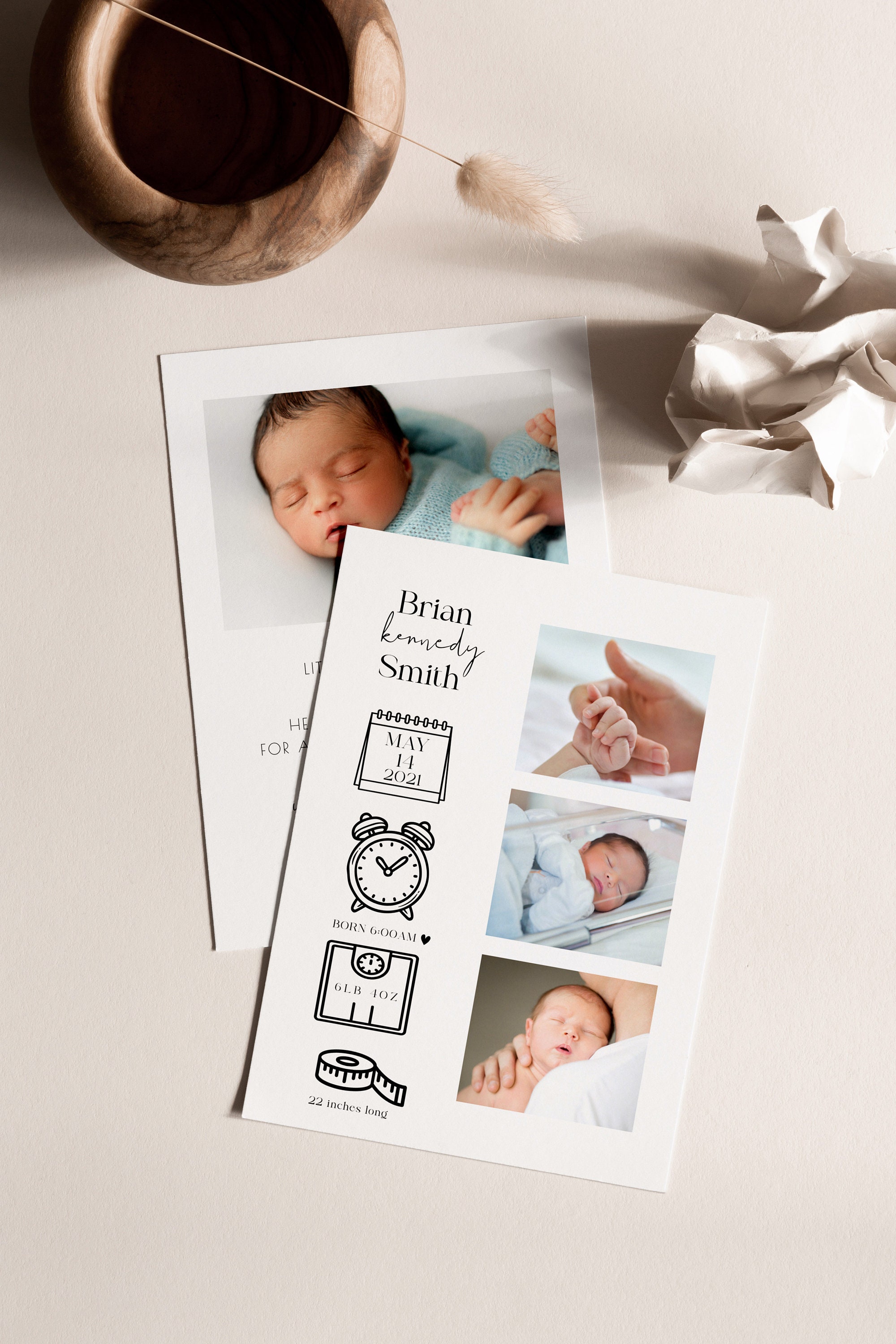 Newborn Birth Stat Announcement Newborn Announcement Card - Etsy