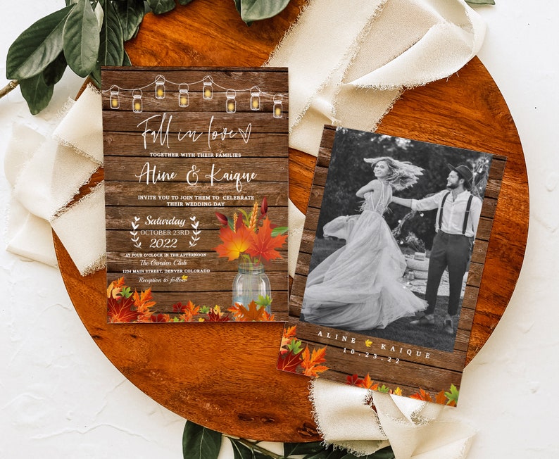 Fall Wedding Invitation Autumn Wedding Invitation Fall in - Etsy