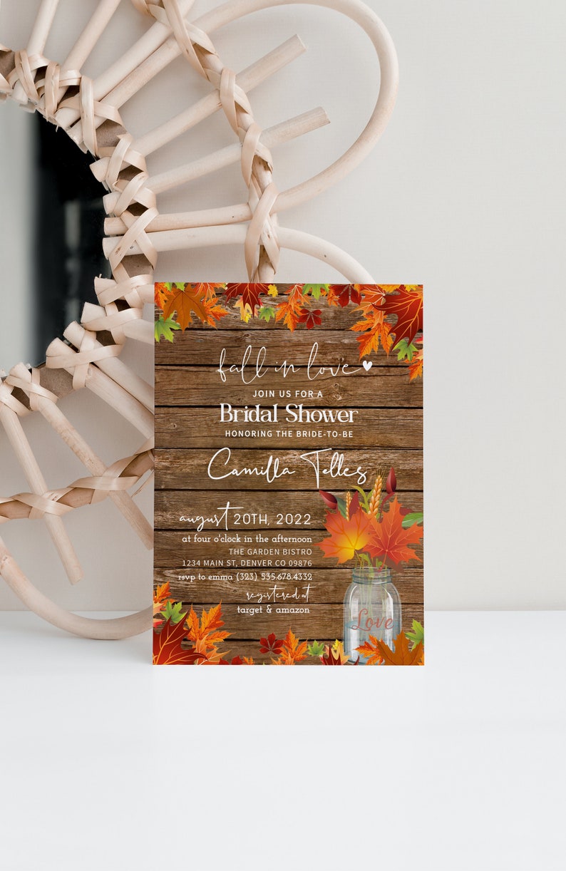 Autumn Bridal Shower Invitation Fall in Love Invitation Fall - Etsy