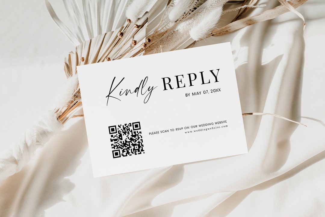 Kindly Reply Card Template, Modern RSVP Card Template, Modern Wedding ...