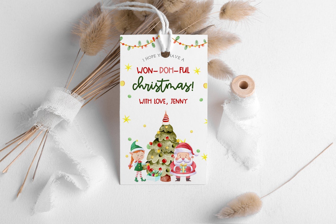 Won-doh-ful Christmas Gift Tag Template, Printable Classroom Stocking ...
