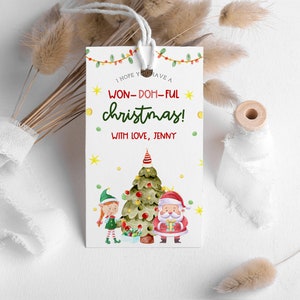 Won-doh-ful Christmas Gift Tag Template, Printable Classroom Stocking ...