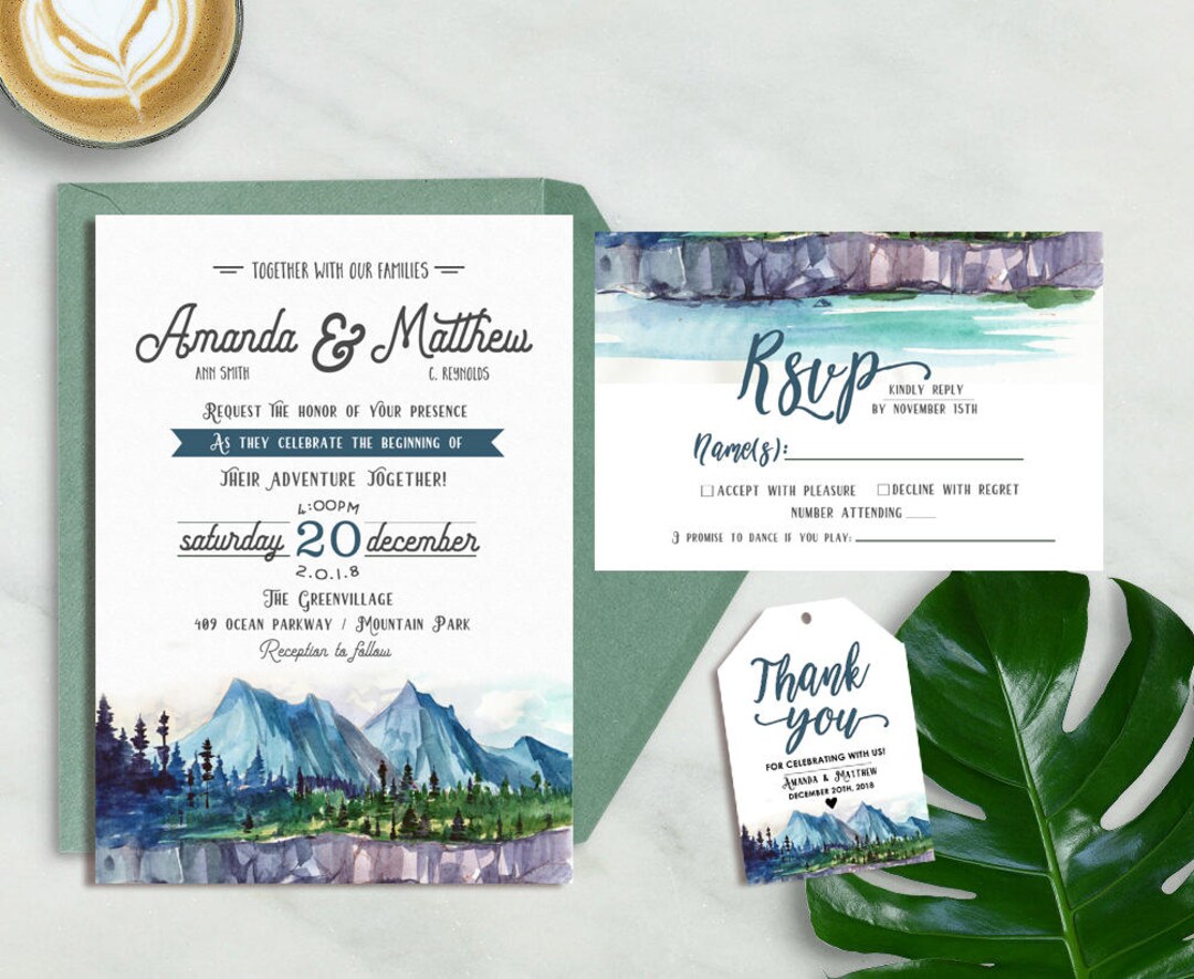 Mountain Wedding Invitations, Adventure Wedding, Mountain Wedding ...