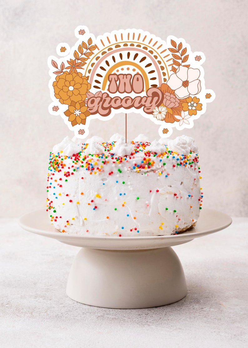Two Groovy Cake Topper Retro Boho Hippie Cake Topper - Etsy
