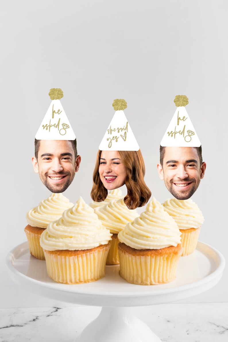 Bachelorette Cupcake Toppers Printable He Asked She Said Yes - Etsy