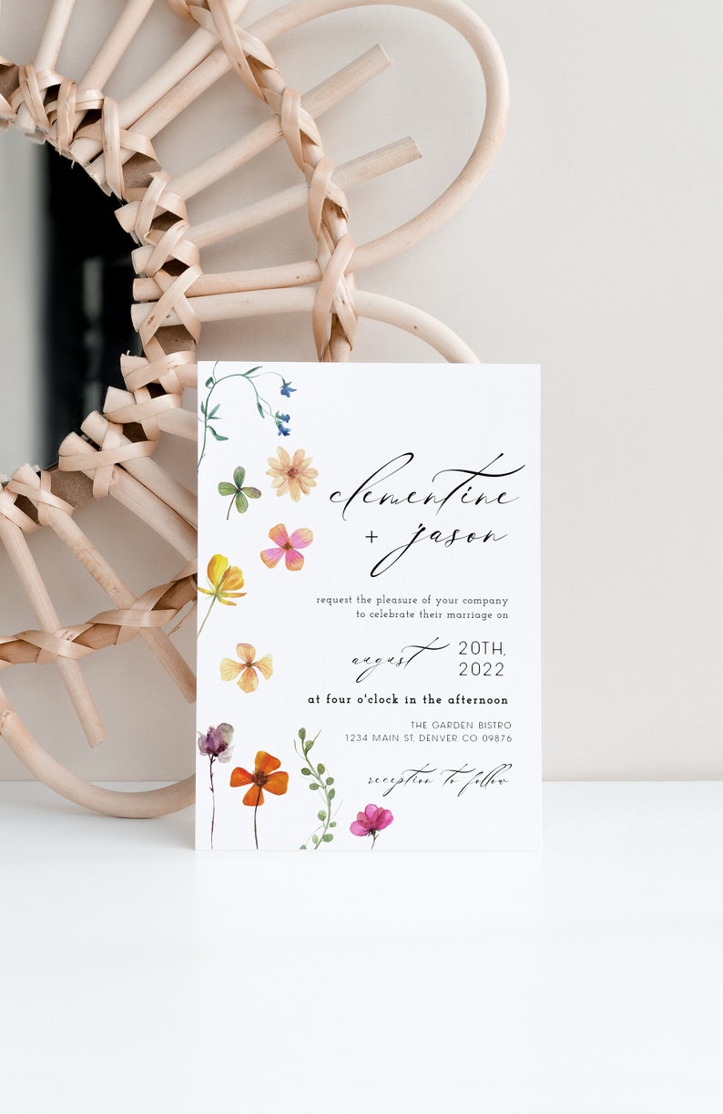 Boho Chic Wedding Invitation Wildflower Wedding Invitation - Etsy