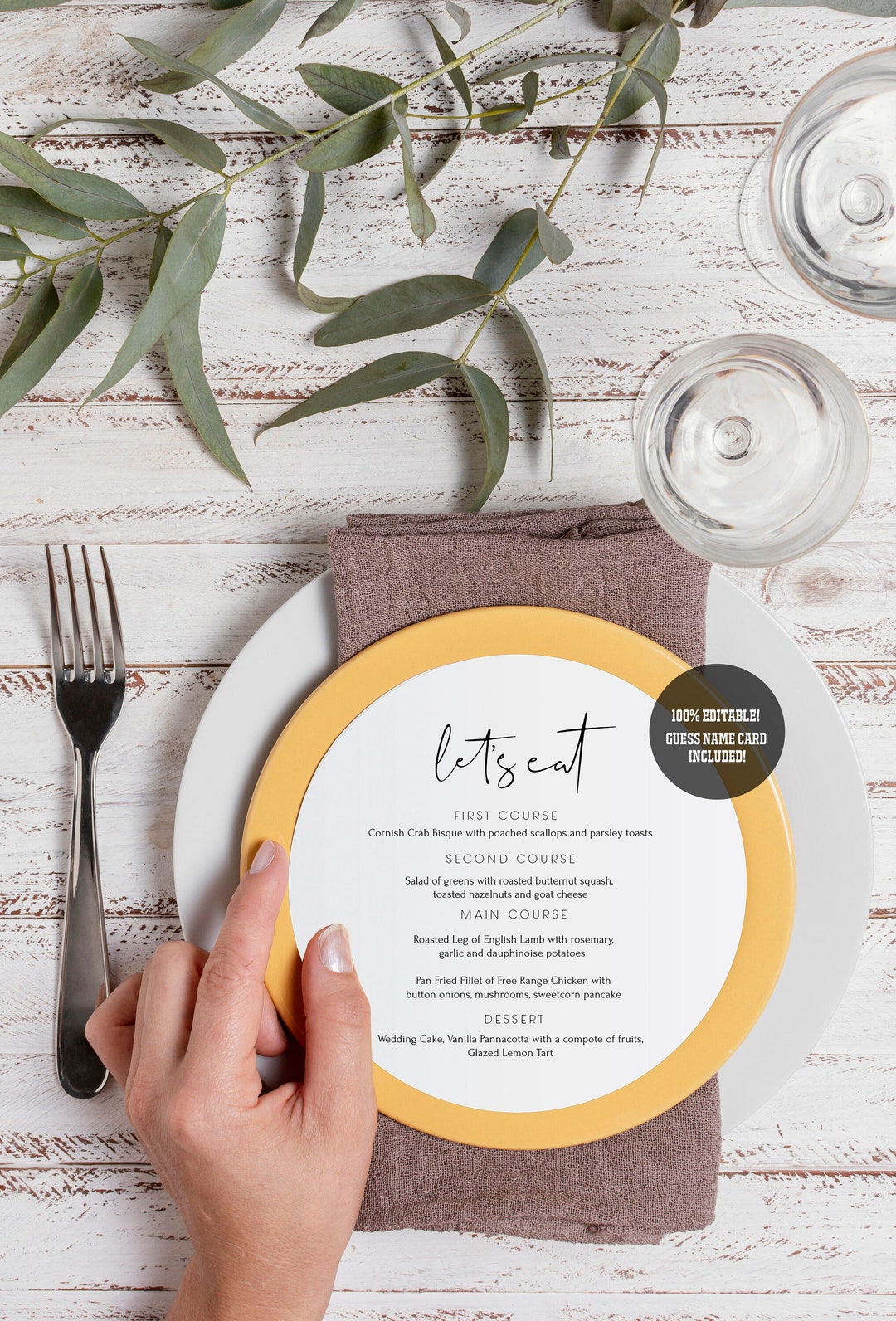 CIARA | Round Menu Template, Minimalist Wedding Circle Menu Cards, Menu ...