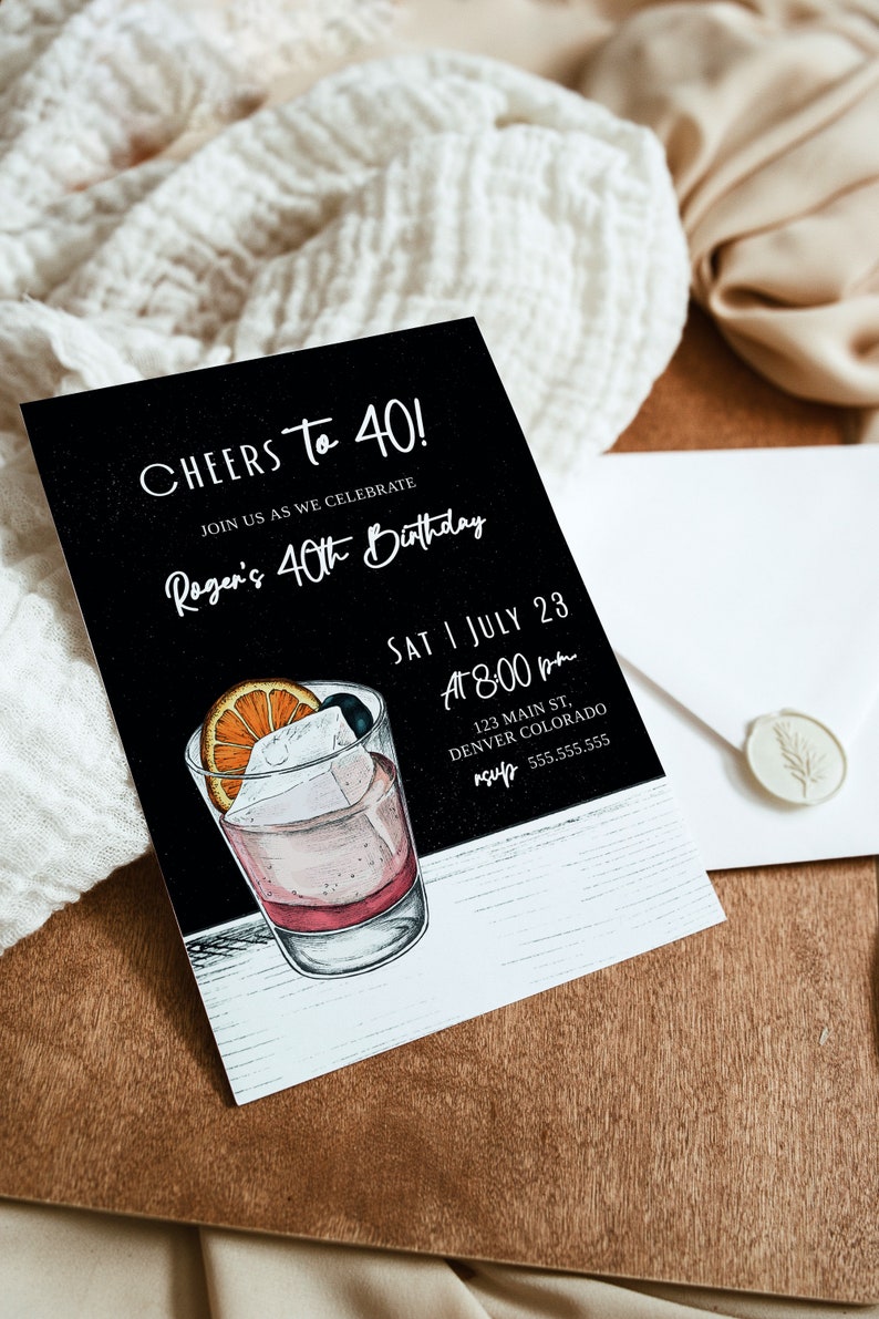 Surprise Party Invitation Digital Download Cigar Bar Whiskey Etsy