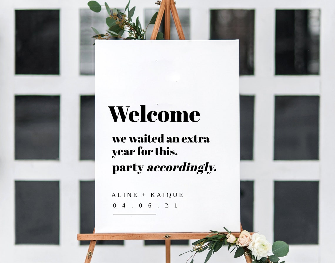Hannah | Party Accordingly Sign, Wedding Party Accordingly Sign, Modern ...