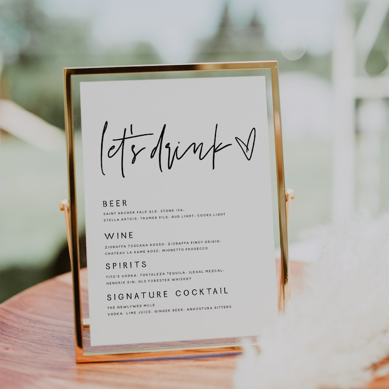 Wedding Bar Menu - Etsy