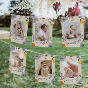 EVA | Wildflower 1st Birthday Bundle Template Printable, Boho Floral ...