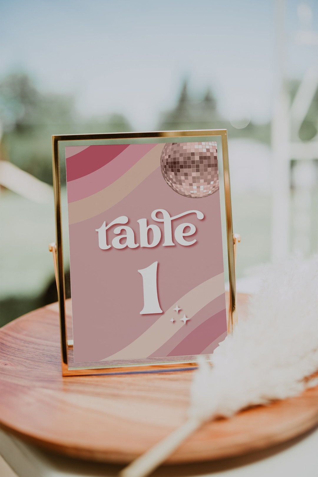 Retro Table Number Template, Disco Table Number Cards, Groovy Table ...