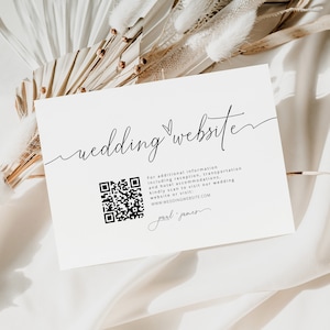 Wedding Website QR Code Insert, Wedding Website Card Template, QR Code ...