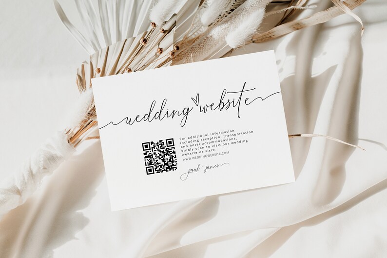 Wedding Website QR Code Insert Wedding Website Card Template - Etsy