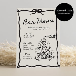 Hand Drawn Bar Manu Template, Handwritten Menu Drink Sign, Hand Drawn ...