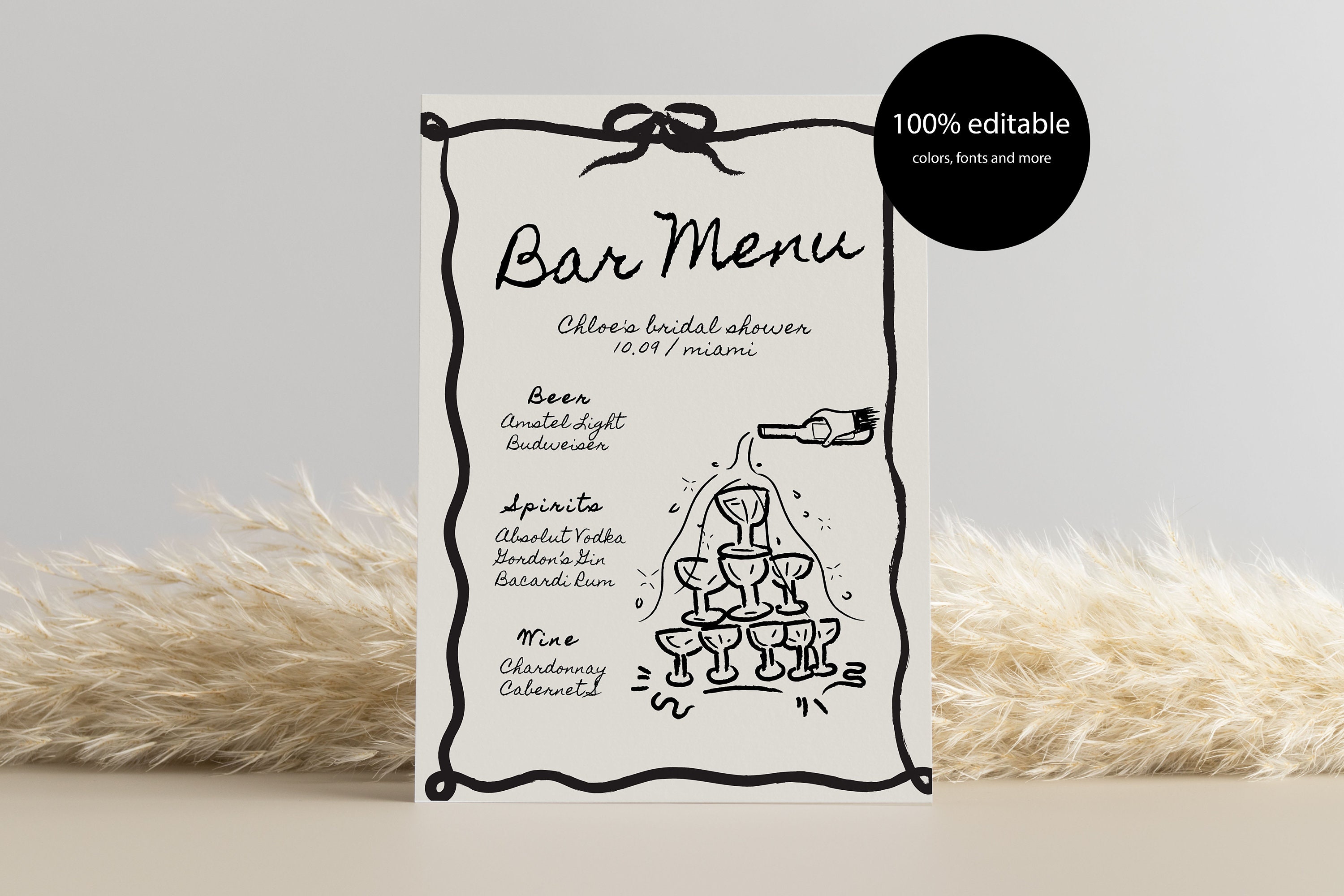 Hand Drawn Bar Manu Template, Handwritten Menu Drink Sign, Hand Drawn ...