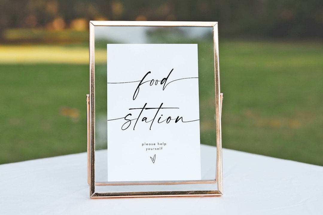 Minimalist Food Station Sign, Wedding Food Station Sign Template, Food ...