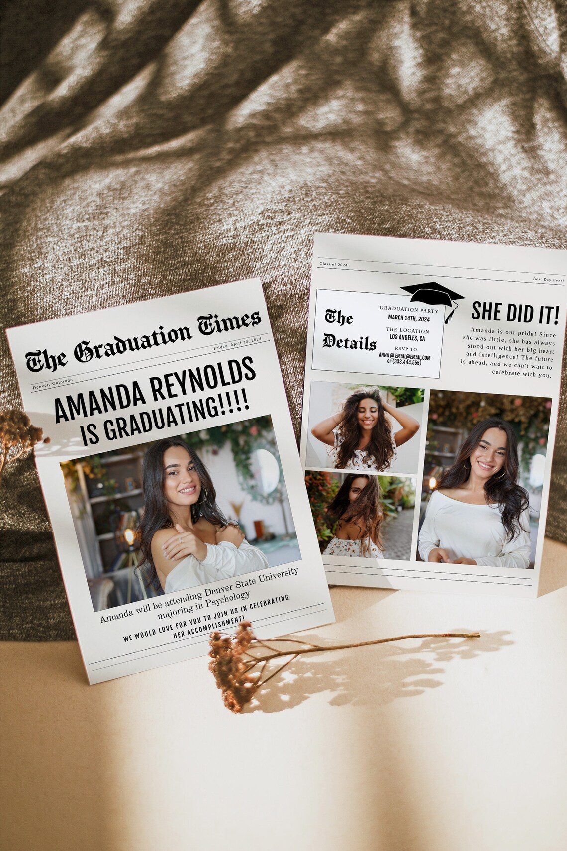 Newspaper Graduation Announcement, Senior Graduate Announcement ...