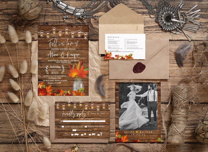 Fall Wedding Invitation Autumn Wedding Invitation Fall in - Etsy