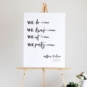 We Do Wedding Sign, Minimalist Wedding Sign Template, We Do We Drink We ...