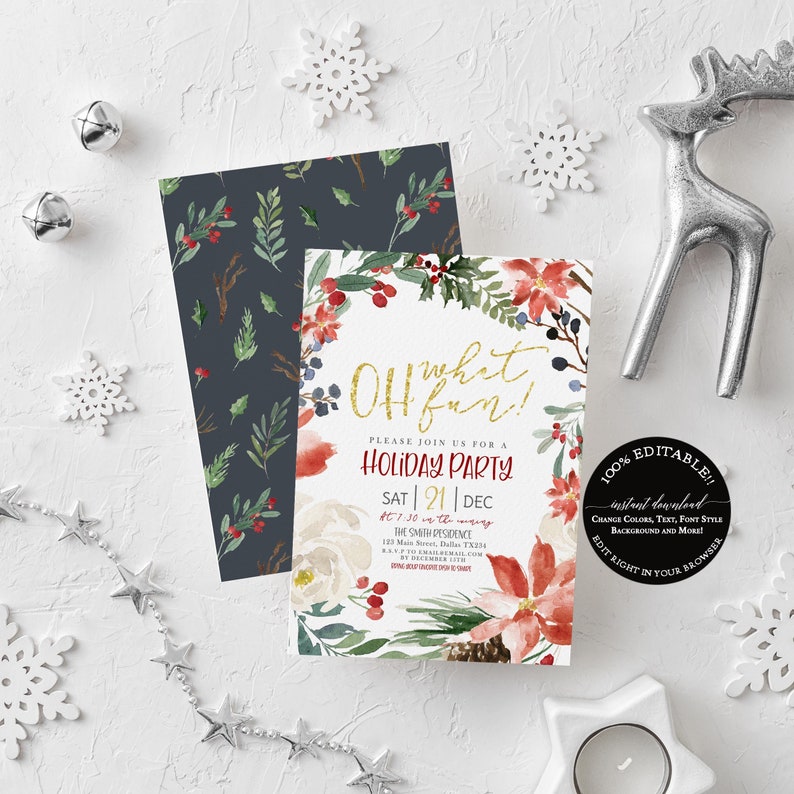 Oh What Fun Christmas Party Invitation Holiday Party | Etsy