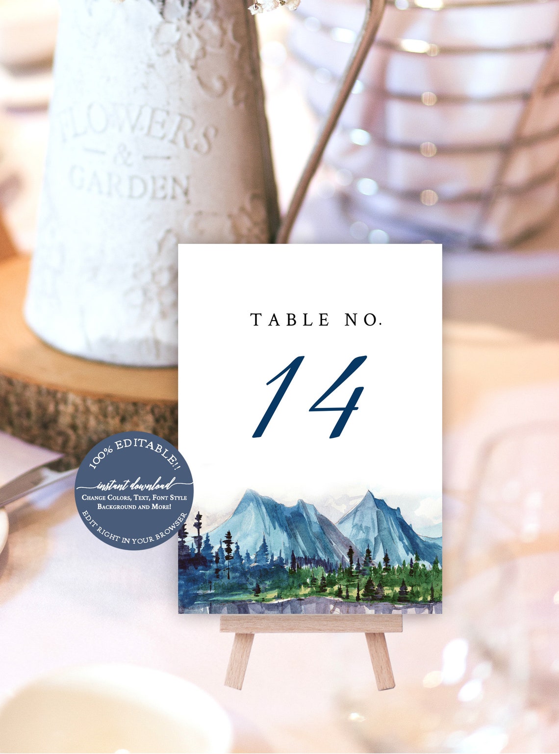Printable Table Number Card, Winter Wedding Table Number, Table Number ...