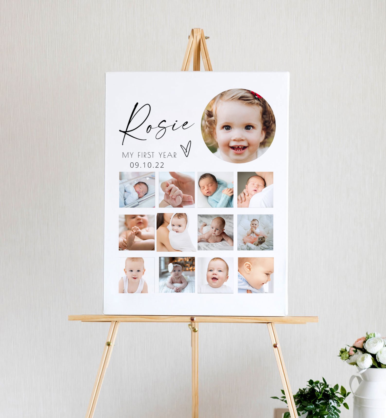 Modern First Year Photo Board Template Printable Baby's - Etsy