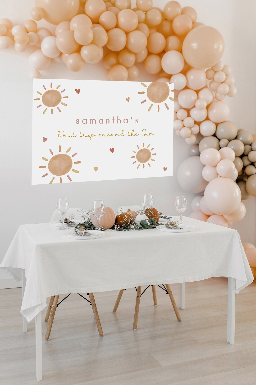 Boho Sun Backdrop Template, Muted Sun Dessert Table Backdrop, 1st Trip ...