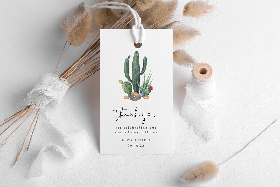 Cactus Favor Tag Template, Cactus Wedding Favor Tag, Cactus Gift Tag ...