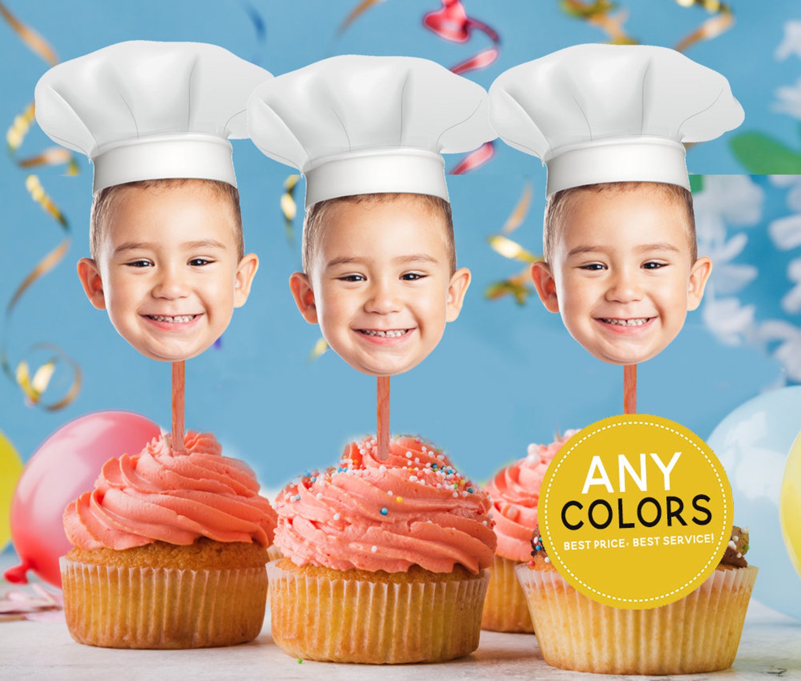 Chefs Hat Cupcake Toppers Chef's Hat Baker Party Birthday - Etsy