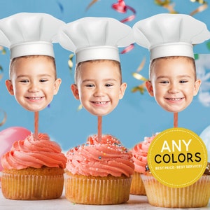 Chefs Hat Cupcake Toppers, Chef's Hat Baker Party Birthday Cupcake ...