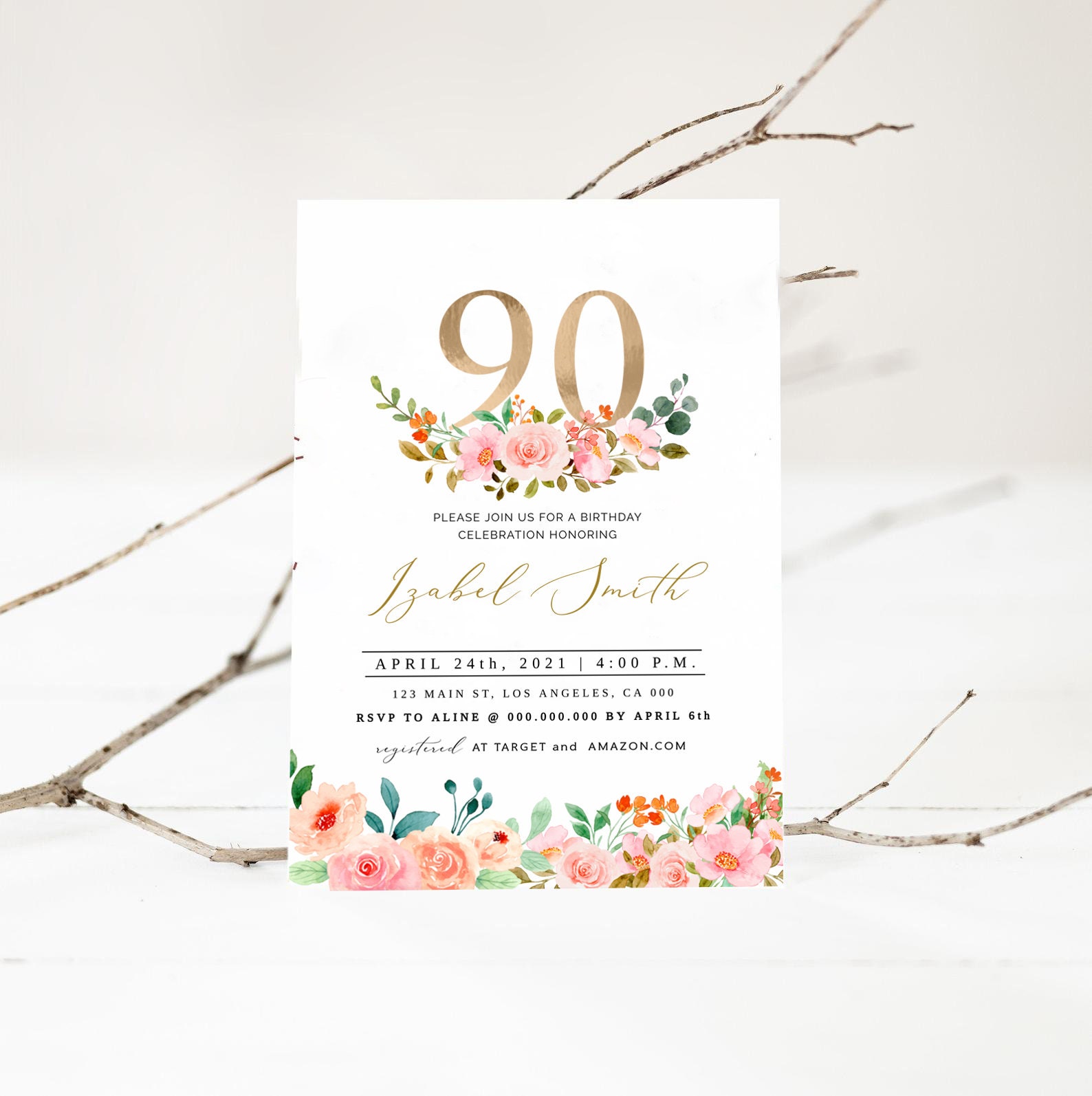 90th Birthday Invitation Elegant 90th Birthday Invitation - Etsy