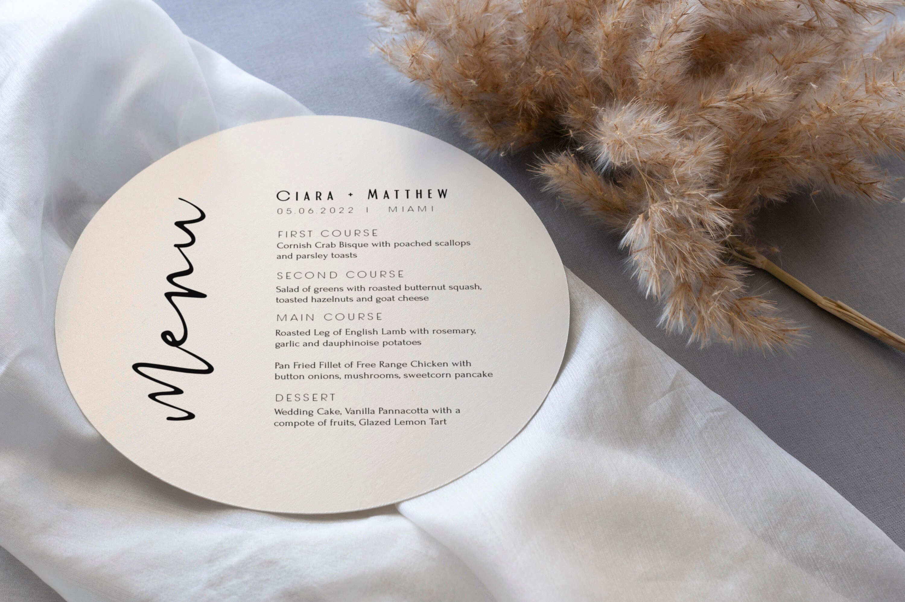 CIARA Round Minimalist Menu Template Editable Round Menu - Etsy