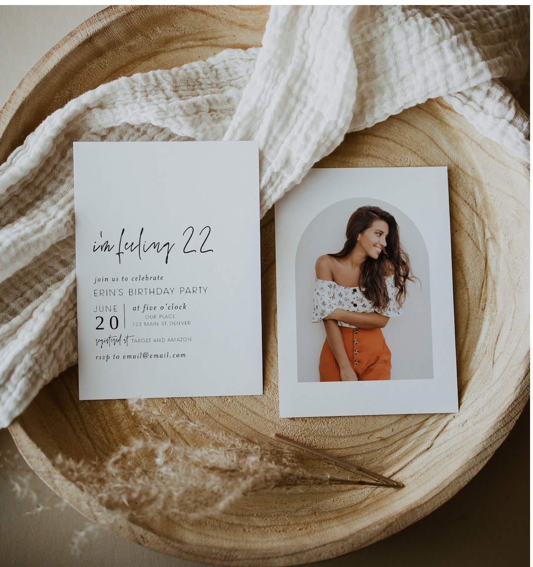 22nd Birthday Invitation, Twenty Two Birthday Invitation, Editable ...