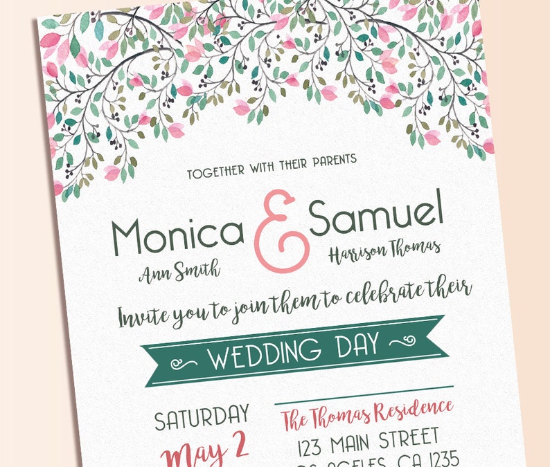 Spring Wedding Invitation Wedding Invitation Suite Floral - Etsy