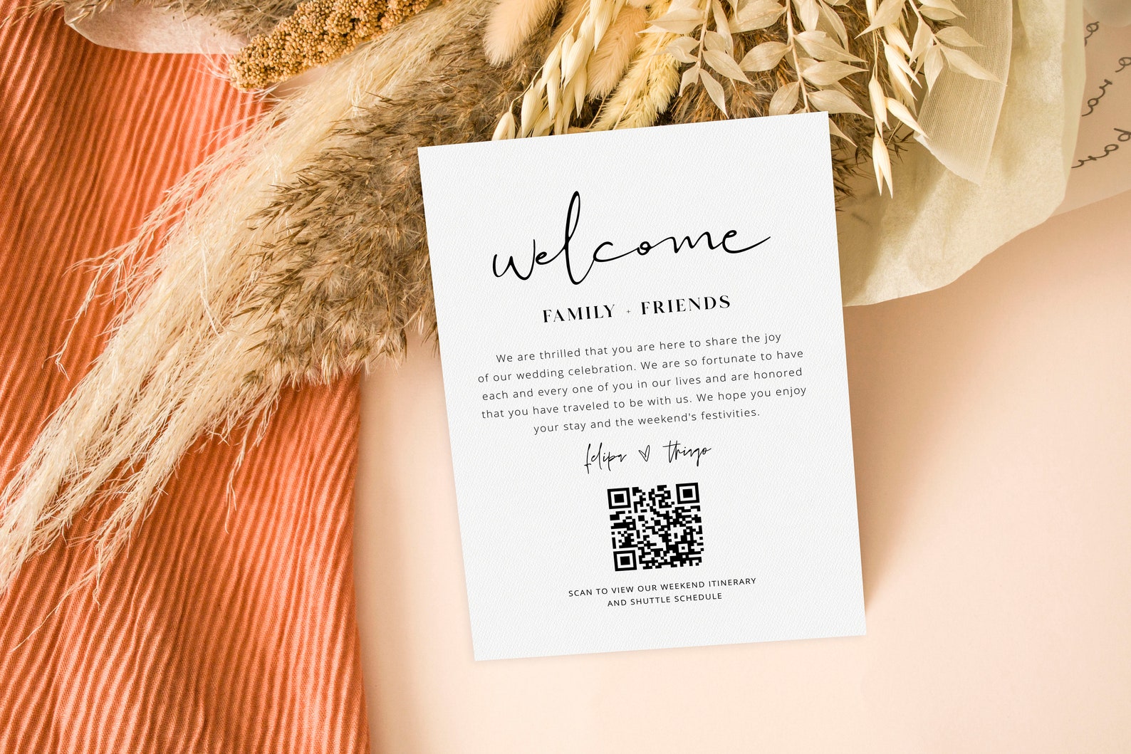 Wedding Welcome Letter Template QR Code Itinerary Wedding - Etsy