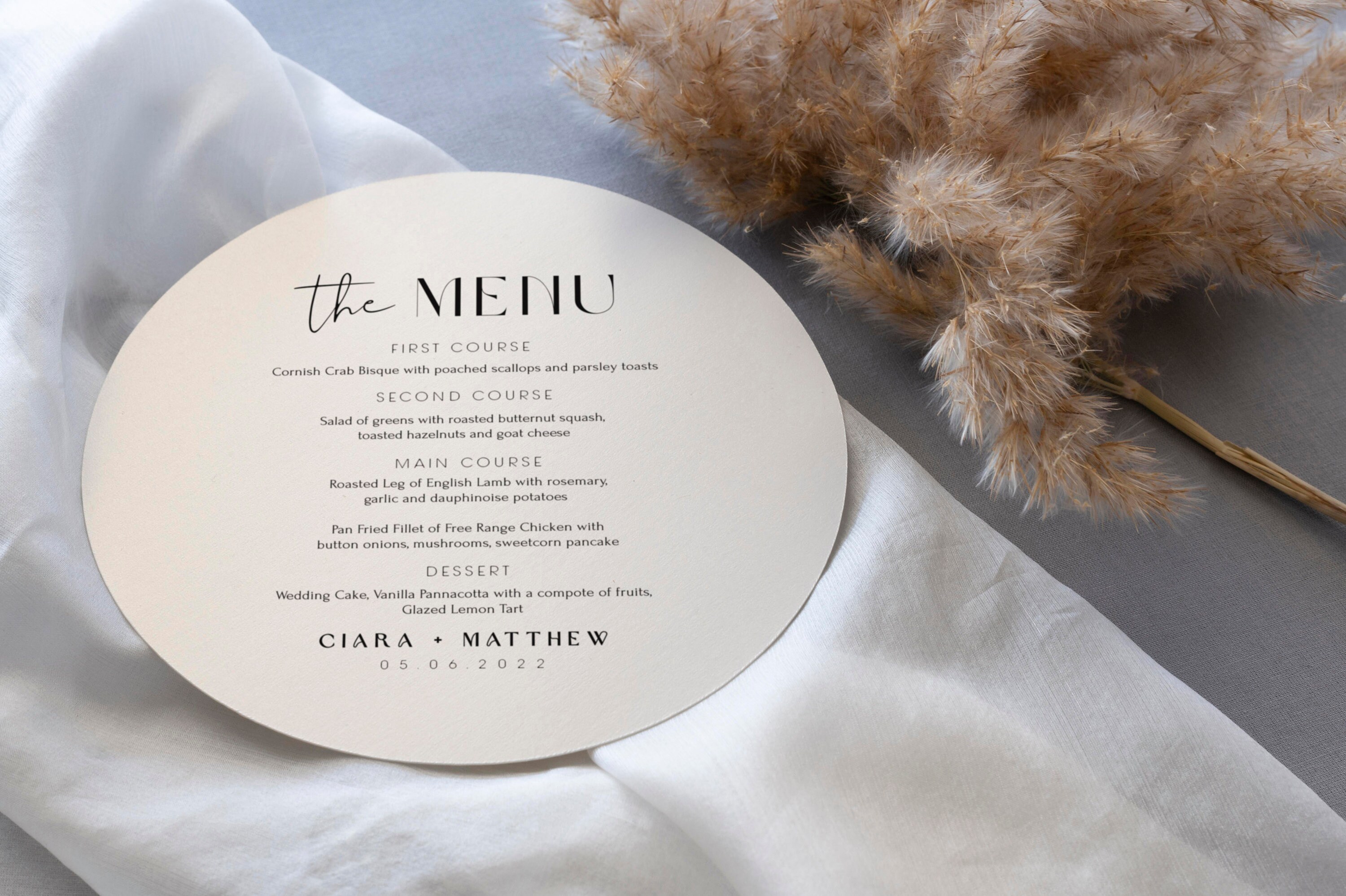 MARINA Wedding Menu Round Template Modern Simple Wedding | Etsy